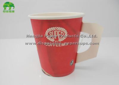 Cina Tazza concimabile rossa della carta patinata del pe succo/del tè 8oz con la maniglia in vendita