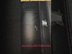 Tissu denim coton polyester 9.8OZ, style SERGÉ non élastique, NOIR/NOIR JSD3267 pour jeans de mode