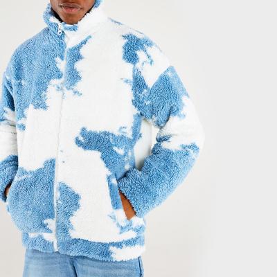 China Custom Tie Dye Oversized Fleece Jacket for Men Winter Sherpa Jacket with Stand Collar for sale
