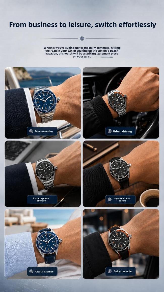 Riomdo Automatic Diver Watch, 100M Waterproof Sports Mechanical Watch, Large Dial Stainless Steel Men's Wristwatch