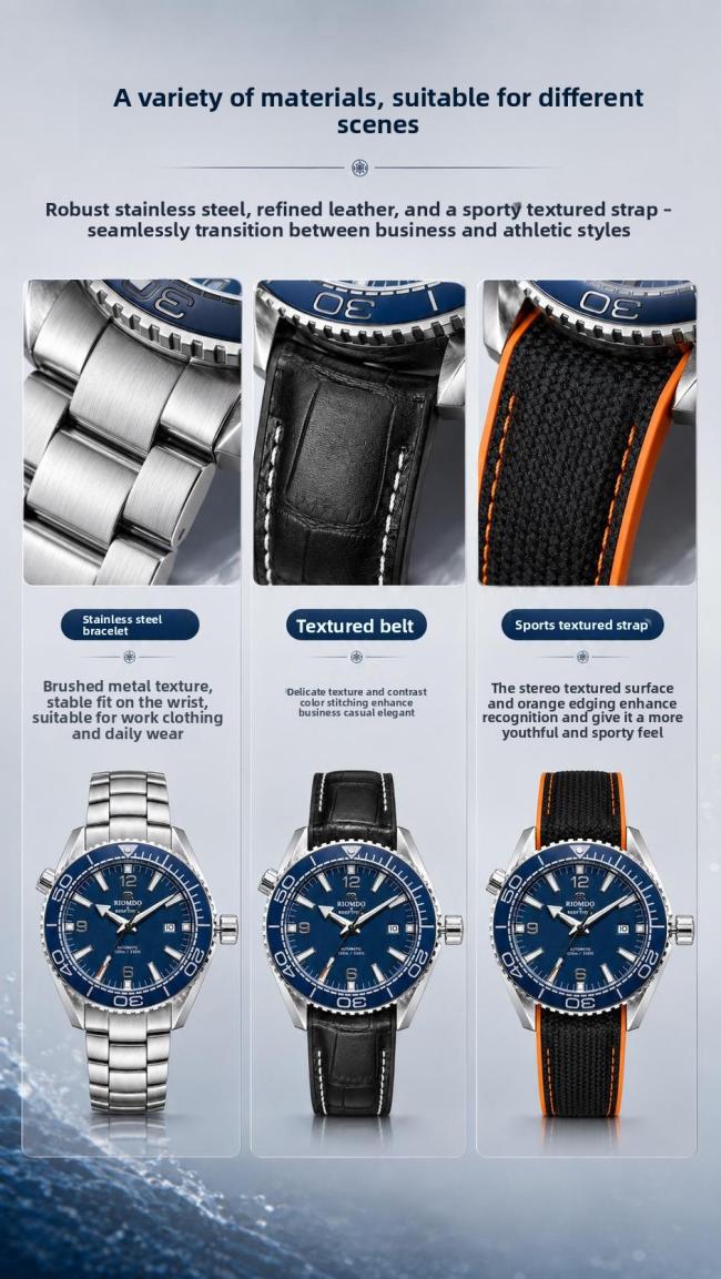 Riomdo Automatic Diver Watch, 100M Waterproof Sports Mechanical Watch, Large Dial Stainless Steel Men's Wristwatch