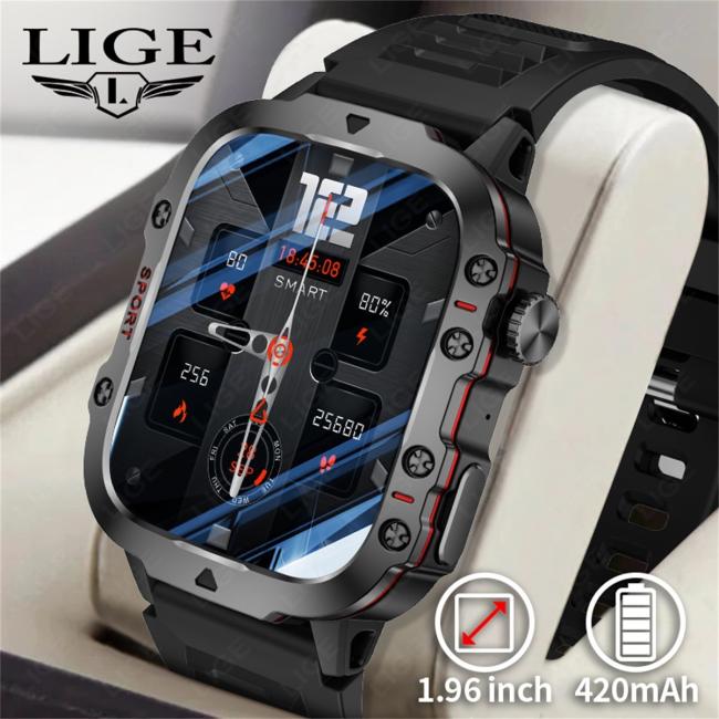 BW0667 waterproof square smartwatch orange silicone band