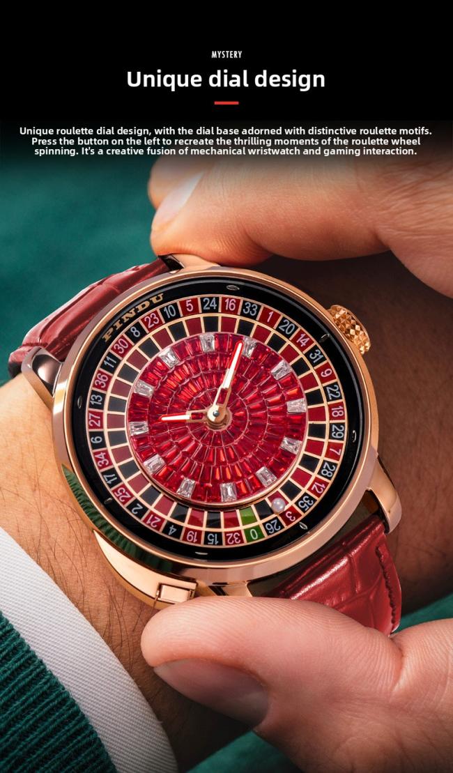 1. `Men luxury big face statement mechanical watch worn on wrist` 2.