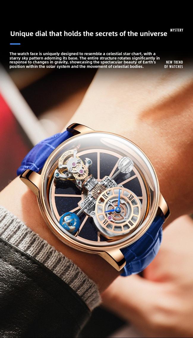 46mm big dial world time watch for men