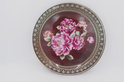Chine plat de dîner en acier en métal de fruit de la vaisselle 0.036cbm avec le modèle de fleur à vendre