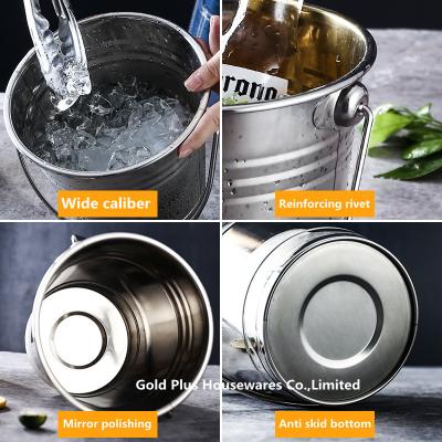 Chine seau à glace extérieur d'acier inoxydable de la promotion 0.8L avec la poignée pour le refroidisseur de barillet de vin de bière de champagne en métal de barre à vendre