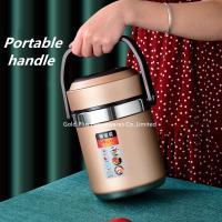 중국 뜨거운 음식 1.6L 브라운 컬러 다층 도시락을위한 휴대용 친환경 학교 음식 용기 판매용