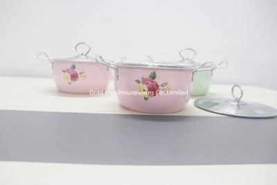 중국 꽃과 함께 3PCS 조리기구 세트 8cm 스테인레스 스틸 캐서롤 냄비 판매용
