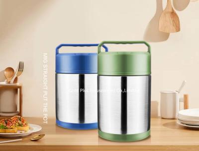 Chine Pot bleu de soupe à acier inoxydable du thermos 1.6L de nourriture de couleur de logo fait sur commande avec le flacon isolé libre de nourriture de la cuillère BPA pour des enfants à vendre