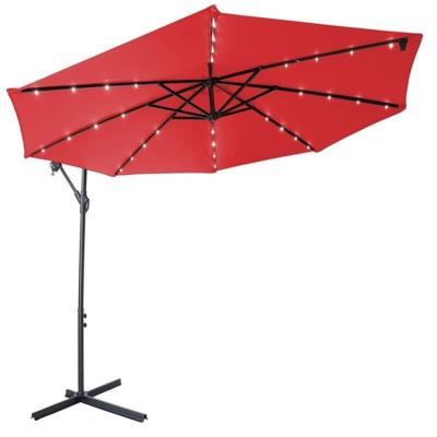 Chine Couleur personnalisée de l'ameublement d'extérieur Ombrelle à manivelle à main de 2,7 M avec parapluie en fer à LED à vendre