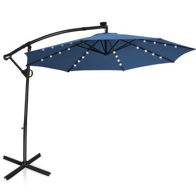 Chine Couleur personnalisée de l'ameublement d'extérieur Ombrelle à manivelle à main de 2,7 M avec parapluie en fer à LED à vendre