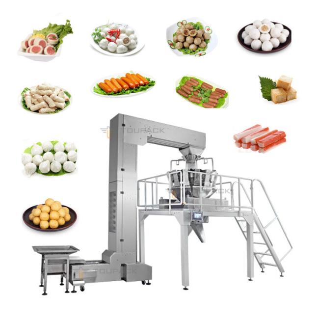Automated packaging system for frozen chicken nuggets in operation