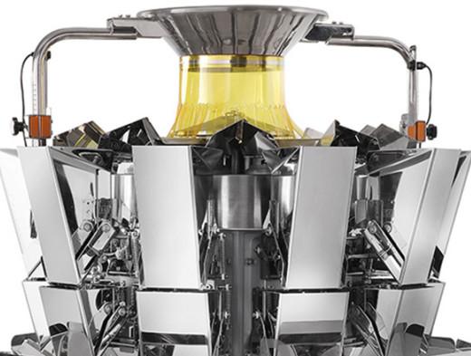 Side view of multi-head packing machine