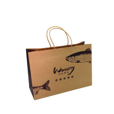 Cina Sacchi di carta stampati personali di Kraft dei sacchi di carta con il logo della maniglia riciclabile in vendita