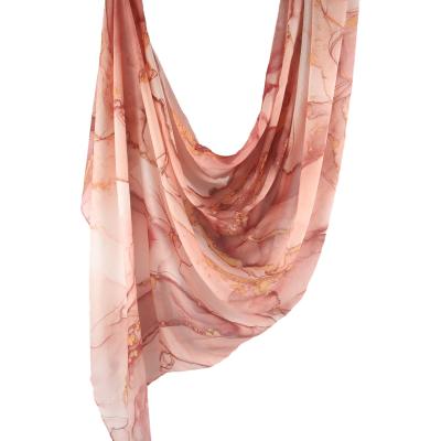 China Best Selling Beautiful New Watercolor Marble Prints Shaded Scarf Shadow Printed Cotton Voile Hijab for sale