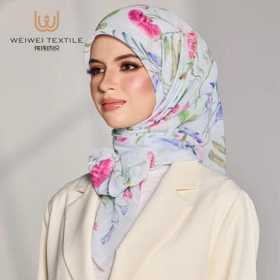 China Wholesale Custom Cotton Voile Square Print Traditional Scarf Shawl Big Size 45/50/55 Inch Square Hijab for Muslims for sale