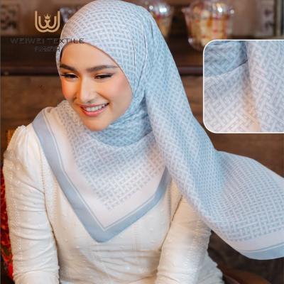 China WEIWEI Textile Custom Wholesale Malaysia Indonesian Women's Summer Headscarf Fashion Chiffon Printed Square Scarf Muslim Hijab for sale