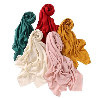 China High Quality Moja Malaysian Korean Large Diamond Chiffon Hijab Muslim Ladies Opaque Arab Prayer Heavy Long Chiffon Scarf Shawl for sale