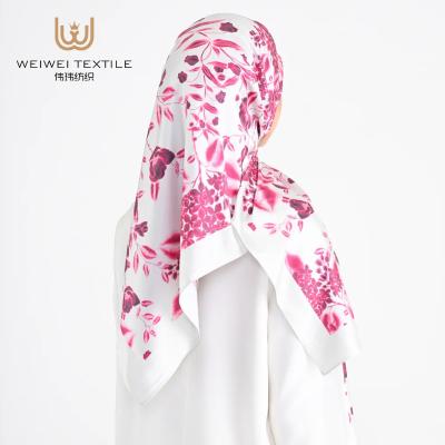 China Factory Wholesale Summer Designer Satin Silk Hijab Malaysian Scarf Square Headscarf Print New Spring Sunscreen Shawl for Women for sale