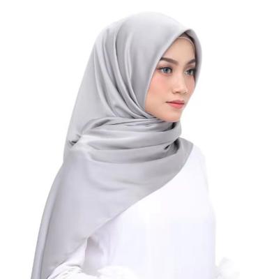 China Wholesale Luxury Muslim Women Square Bawal Plain Design Soft Turban Head Scarf Satin Hijab for sale