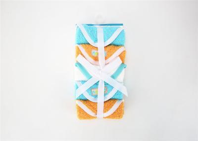 China Reine Baumwollgewebe-Baby-Bad-Waschlappen-blaue orange Farbe 5pk ein Klassen-Standard zu verkaufen
