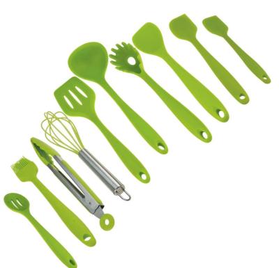China 10pcs Geplaatste siliconewerktuigen, Hittebestendig, Non-Stick (Groen) Te koop