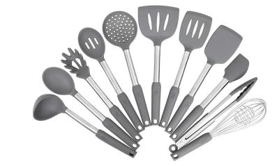 China Modern Grey Silicone Kitchen Utensil Set Bestand Corrosionfree Op hoge temperatuur Te koop