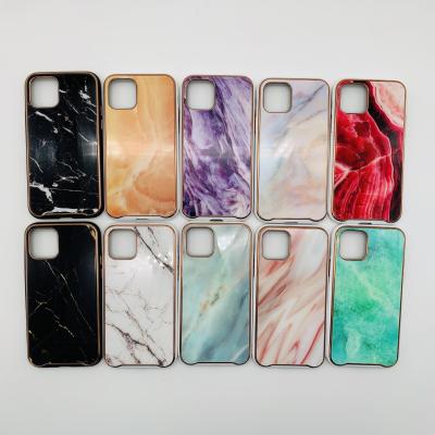 China Het hybride Marmeren Geval van de Glastelefoon de Antiknopen van het Krasmetaal voor Iphone 11 Te koop