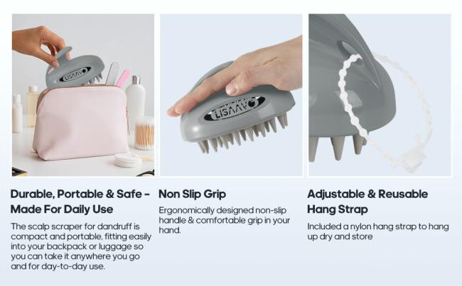 Brush in use for scalp massage
