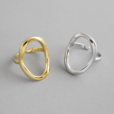 Китай Lanciashow 925 Sterling Silver Jewelry Open Ring Simple Geometric Irregular Hollow Style продается