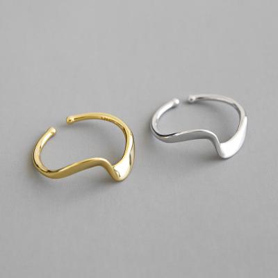 Китай Lanciashow 925 Sterling Silver Gold Plated Jewelry Open Ring Irregular Wavy Shape продается