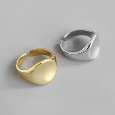 Китай Lanciashow Gold Plated 925 Sterling Silver Jewellery Oval Open Ring For Women Concave Shape продается