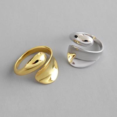 Китай Lanciashow 925 Pure Silver Fine Jewelry Opening Ring Smooth Surface Water Drop продается
