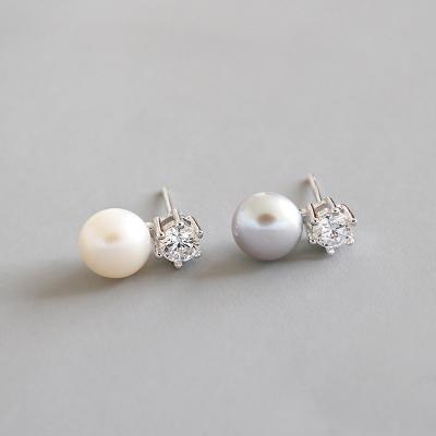 Китай Lanciashow 925 Sterling Silver Jewelry Natural Freshwater Pearl Stud Earrings продается