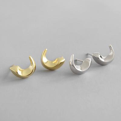 Китай Lanciashow 925 Sterling Silver Stud Earrings Moon Shape Rhodium And Yellow Gold Plated Jewelry продается