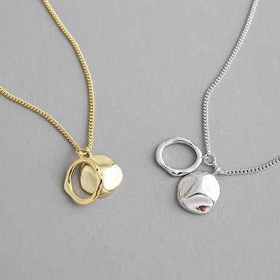 Китай Lanciashow 925 Sterling Silver Clavicle Chain Necklace With Geometric Irregular Circular Rings продается