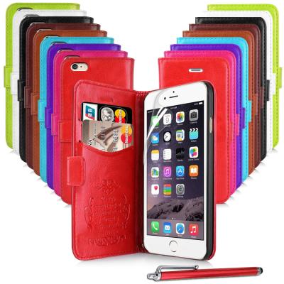 Cina Caso lucido di lusso del supporto del cuoio del portafoglio di casi di iphone 6 di Apple con stampato dentro in vendita