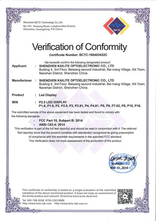 FCC - SHENZHEN KAILITE OPTOELECTRONIC TECHNOLOGY CO., LTD