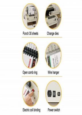 China Elektrisches Funktions-4x4mm quadratisches Loch Büro-Draht-Binderücken-Maschine Muti zu verkaufen