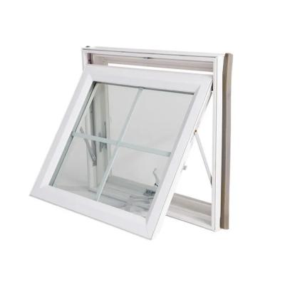 China White UPVC PVC Awning Window French Style Double Glass Small Size Design for sale