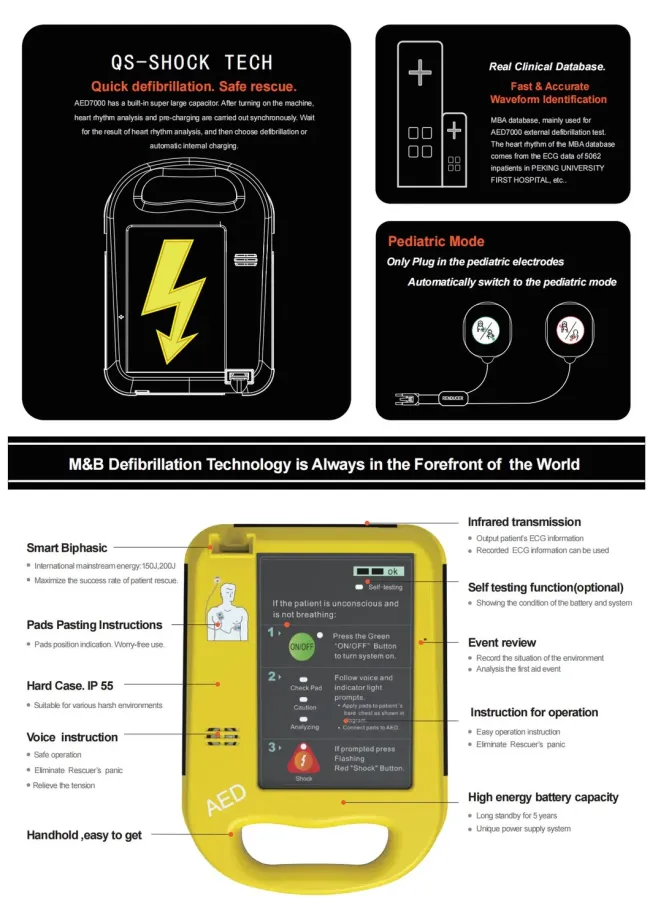 St-A7000 Factory Price Aed First Aid Aed Automatic External Defibrillator Portable Device