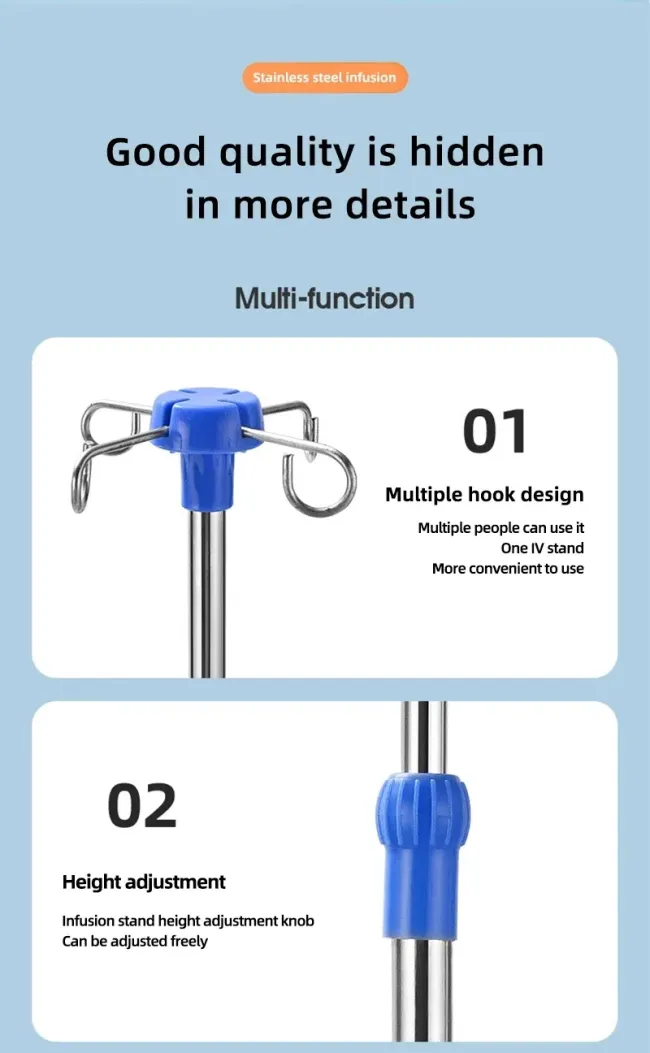 Adjustable Height Easy to Move Hospital Infusion Stand