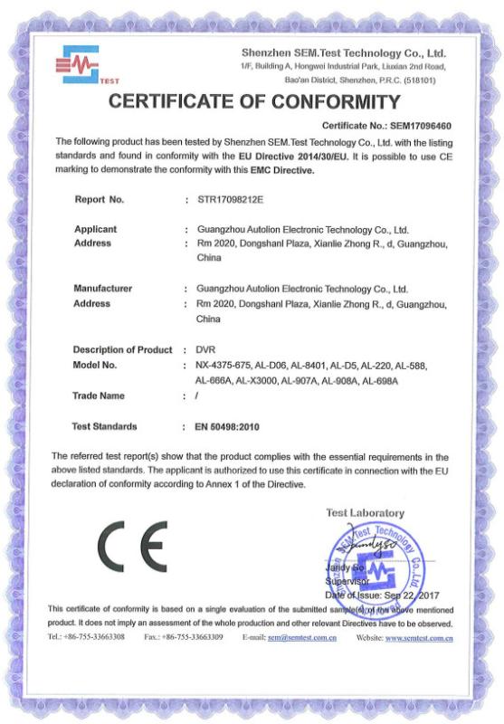 CE - Guangzhou Autolion Electronic Technology Co., Ltd