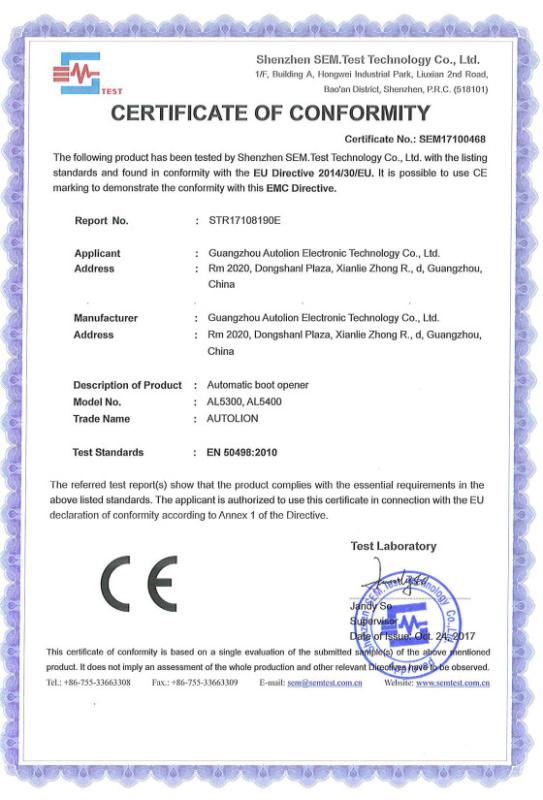 CE - Guangzhou Autolion Electronic Technology Co., Ltd