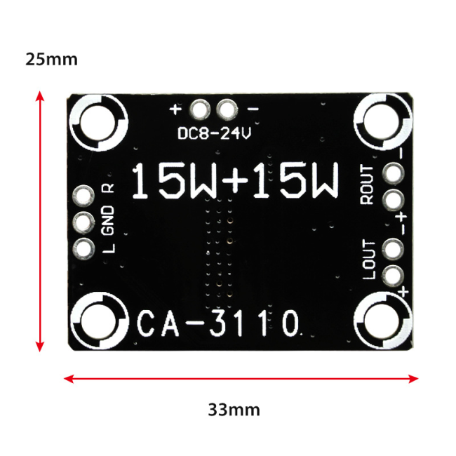CA-3110 Amplifier Board dimensions