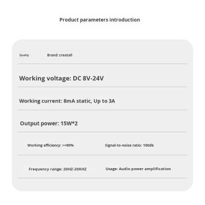Cina CA-3110 Amplificatore di classe D 2x15W 8-24V DC Stereo Module in vendita