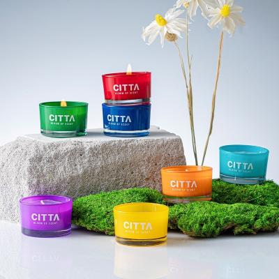 Cina Candela profumata di vetro di decorazione variopinta di lusso 7pcs del contenitore di regalo della cera D Opamine della soia in vendita