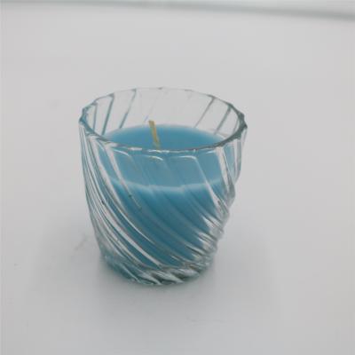 Cina Il blu naturale dell'OEM ha riciclato 3 candele del barattolo di Oz in vetro di uragano in vendita