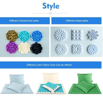 중국 Patent Design Natural Linen Acupressure Mat Foot Shakti Plastic Spikes Massage Acupressure Mat and Pillow Set 판매용