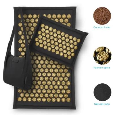 중국 Patent Design Natural Linen Acupressure Mat Foot Shakti Plastic Spikes Massage Acupressure Mat and Pillow Set 판매용